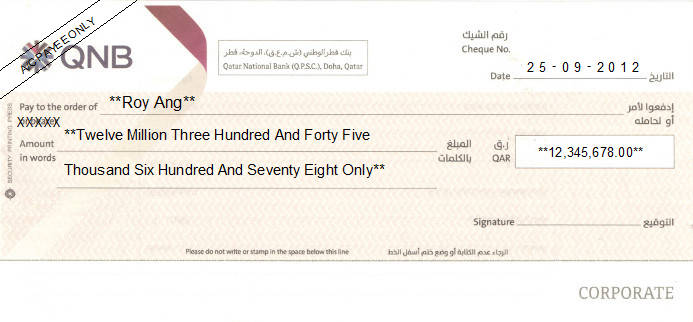 Cheque Writing Printing Software For Qatar Banks